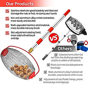 Large Nut Gatherer Rolling Nut Harvester Ball Picker Adjustable Lightweight Outdoor Manual Tools Picker Collector Walnuts Pecans Golf Nerf Darts and Ball 1'' to 3'' in Size (7.48 * 12.6in)