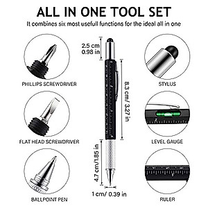 10 Pieces 12 Inch Architectural Scale Ruler Aluminum Architect Scale Triangular Engineering Ruler Scale with 6 in 1 Multitool Pen Ballpoint Pen for Architects, Students, Draftsman, and Engineers