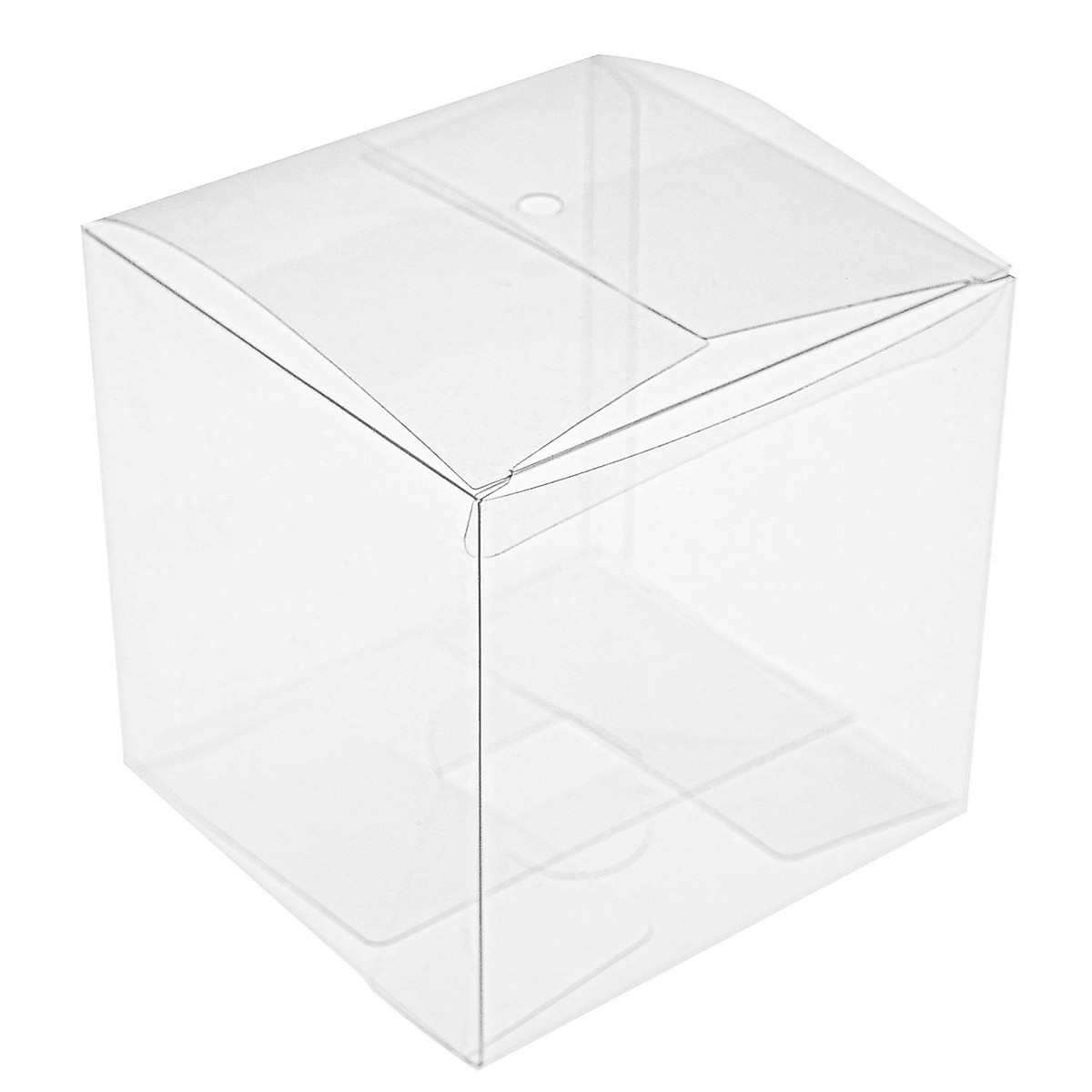 Yesland 50 PCS Candy Apple Box With Hole Top, Clear PET Gift Boxes for Caramel Apples, Ornament, Treats & Party Favors for Wedding, Party or Baby Shower - 4" x 4" x 4"