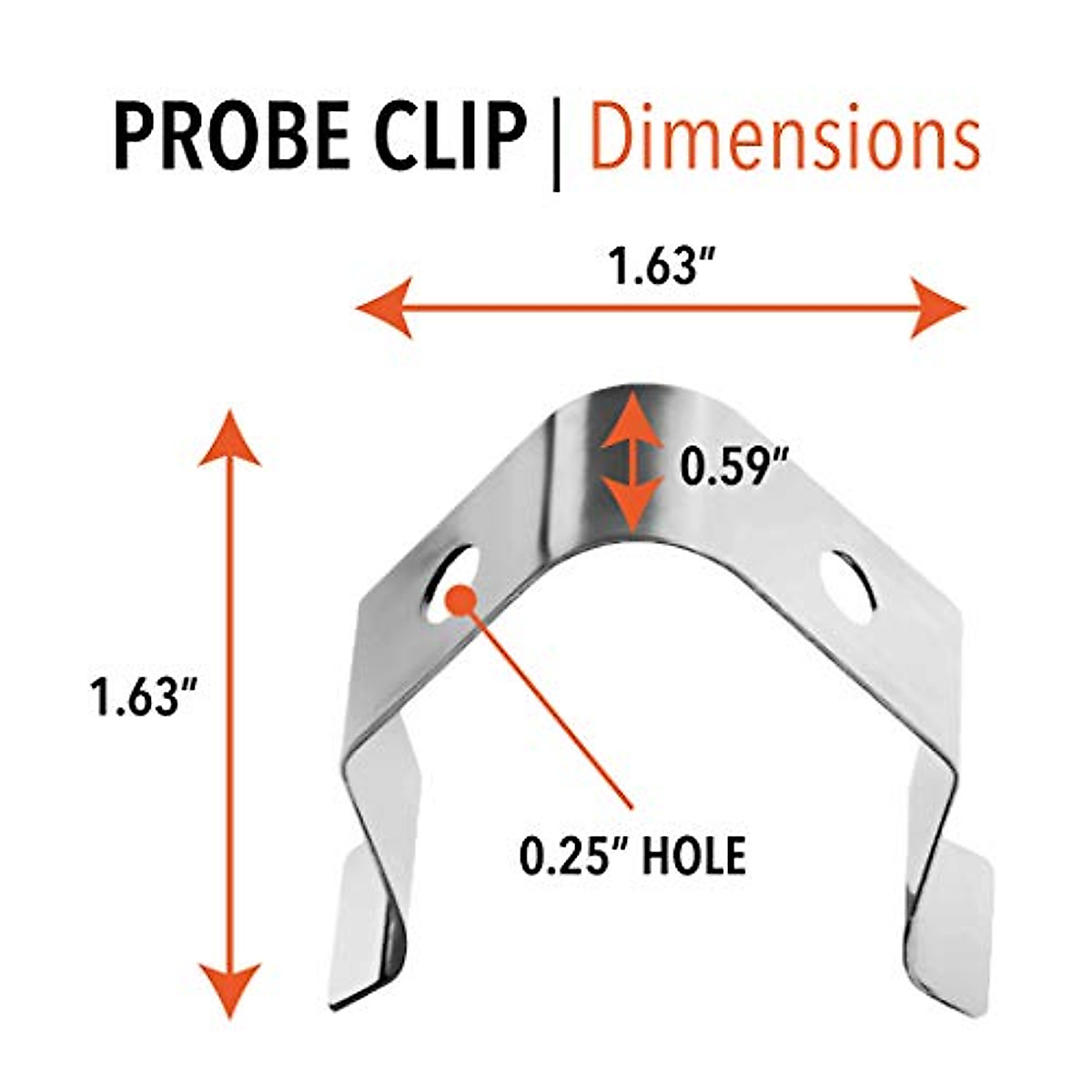 BBQ Butler Meat Thermometer Probe Holder - Temp Probe Clip - Barbecue Clip -Single Hole A-Style Design - Ambient Thermometer Temperature Readings for Smokers/Grills/Ovens - 2 Clips