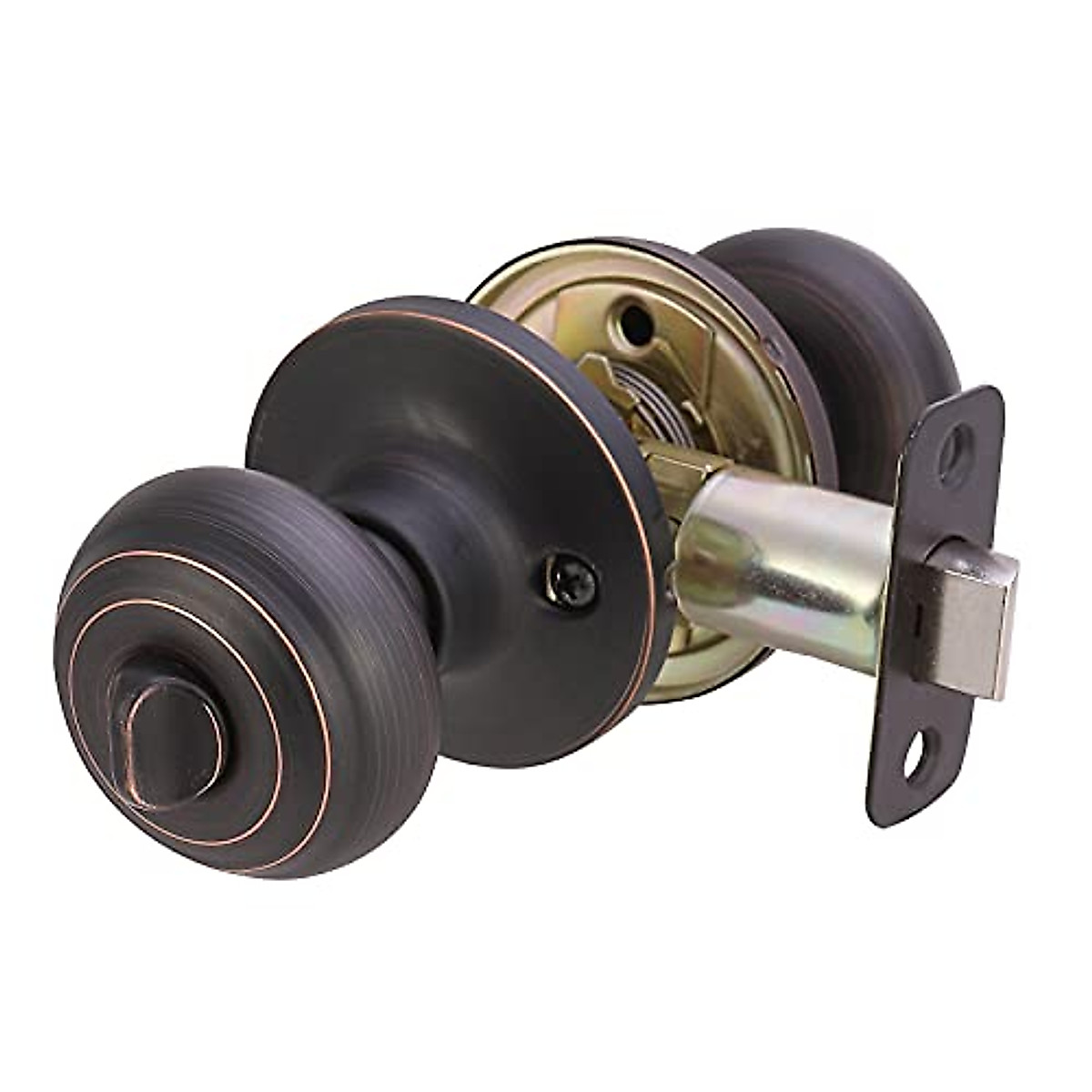 Amazon Basics Bedroom/Bathroom Door Knob With Lock, Classic, Oil Rubbed Bronze