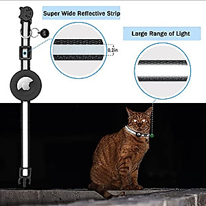 vyaji 4PCS Airtag Cat Collar - Cat Airtag Collar with Silicone Airtag Holder and Bell - Adjustable Double Layer Nylon Breakaway Cat Collars - 0.2in Reflective Strip