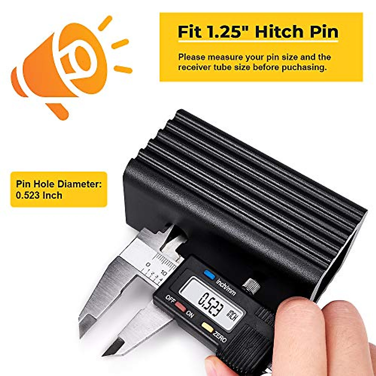 BougeRV 2 inches to 1-1/4 inches Trailer Hitch Adapter 2 inches to 1.25 inches Hitch Adapter Insert Sleeve Receiver Converter for Bike Rack and Cargo Carriers