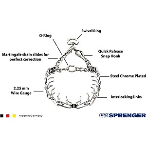 Herm Sprenger Chrome Plated Steel Training Prong Collar with Quick Release Snap for Dogs, Small, 2.25mm, 16-Inch