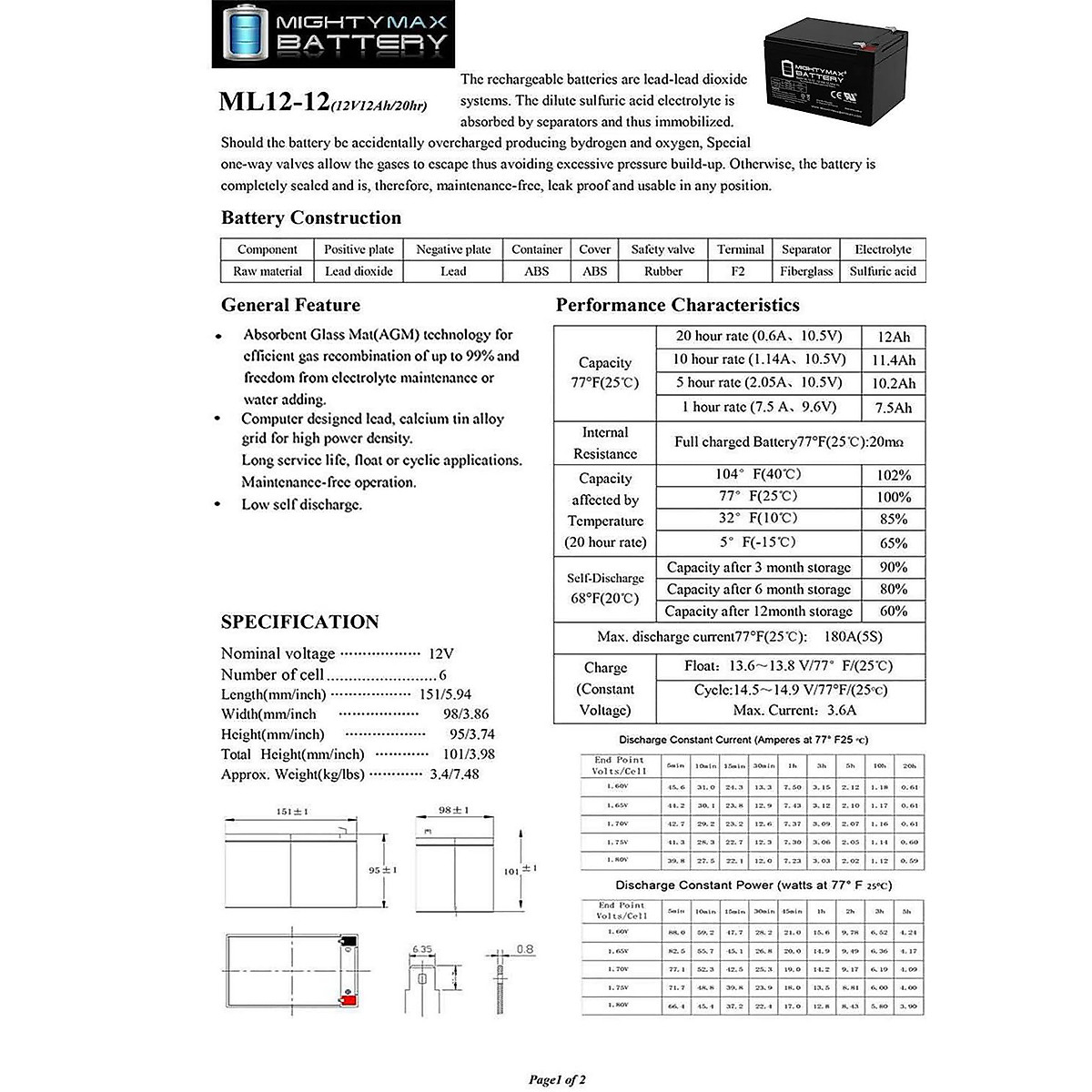 Mighty Max Battery 12V 12AH Replaces DriveMedical SpitfireScout 4Wheel SFSCOUT4-2 Pack