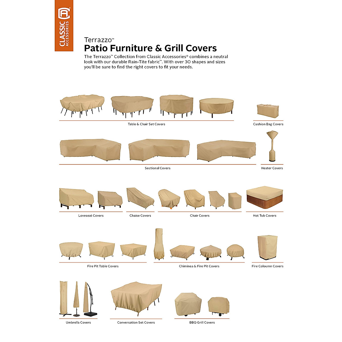 Classic Accessories Terrazzo Water-Resistant 58 Inch Patio Bench/Loveseat Cover, Outdoor Bench Cover