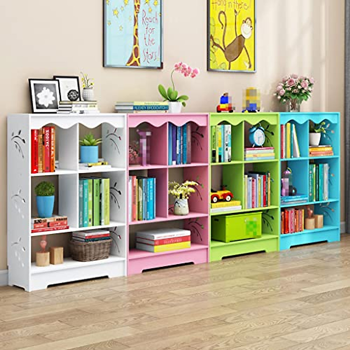 TISTIK Librero Estantería 5 Cube Bookcase Freestanding 3 Tier Open Bookshelf Modern Toy Storage Rack MDF Storage Display Cabinet for Bedroom Living Room Organizer Decor