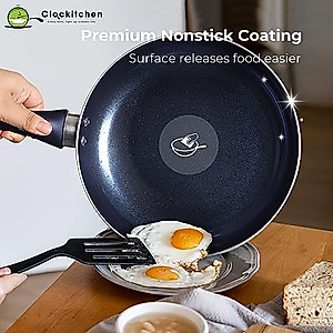 6 Pieces Pots and Pans Set,Aluminum Cookware Set, Nonstick Ceramic Coating, Fry Pan, Stockpot with Lid, Blue