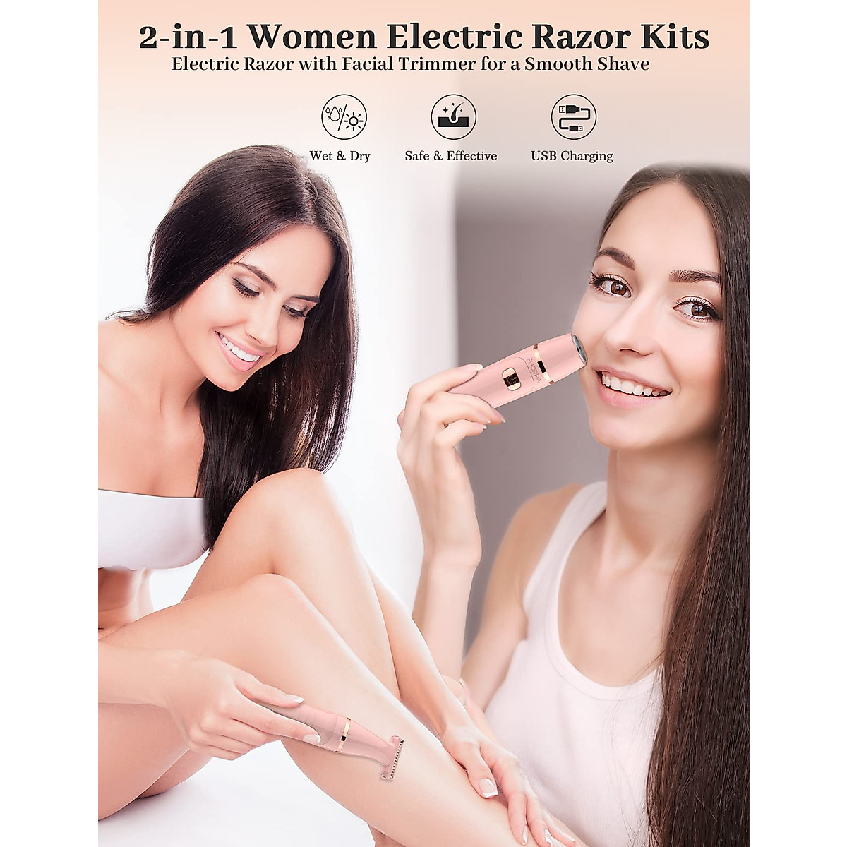 PHORRA Electric Razors for Women, Close Womens Electric Razor with Aloe Bars for Legs Arm Armpit (B)