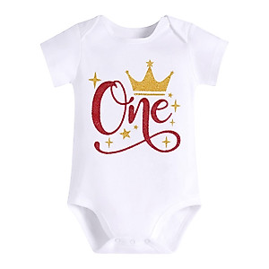 Coming Home outfit for Baby Girl - Mini Mouse Birthday Decorations for Girls 1 Year Old - Wild One Clothes Set for Kids Princess Crown Romper Dress Bowknot Headband 3pcs Outfits Red - one 1T