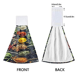 Aslsiy Herbs Spices Cutlery Spoon Hanging Kitchen Towels Bathroom Hand Tie Towel Fast Drying Dish Tea Towels for Bath Tabletop Gym Home Decor Set of 2
