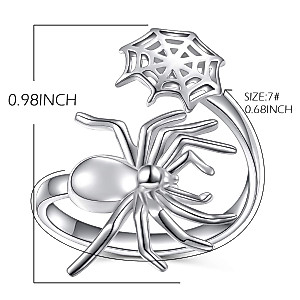 Alphm S925 Sterling Silver Spider Ring for Women Witch Rings Jewelry Gift