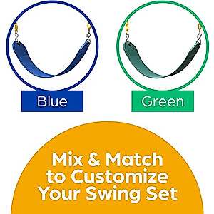 Jungle Gym Kingdom Swings for Outdoor Swing Set - Pack of 2 Swing Seat Replacement Kits with Heavy Duty Chains - Backyard Swingset Playground Accessories for Kids (Green)