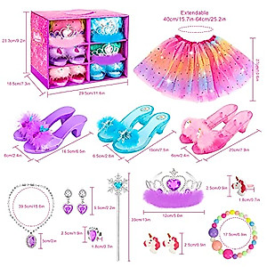 HAMSILY Princess Dress Up Shoes Set for Toddler Jewelry Boutique Kit, 3 Themes of Unicorn Mermaid Ice Princess Costumes Set, Pretend Play Gifts for Little Girls Aged 3-6 Years Old
