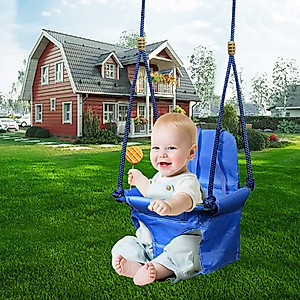 Kiriner Toddler Swing Seat for Outside 4.0 LBS Lightweight Hanging Swing Outdoor Tree Swing Seat with Seat Belt, Adjustable Ropes Swing Set Accessories Replacement Blue