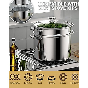 Cook N Home 4-Piece 8 Quart Multipots, Stainless Steel Pasta Cooker Steamer