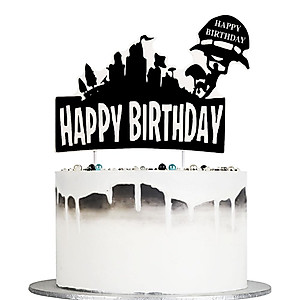 Auteby Happy Birthday Cake Topper - Video Game Birthday Party Cake Decorations Party Supplies