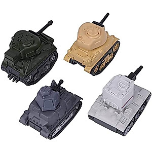 Ai-Fun 4PCS Mini Tank Pull Back Tank Model Toy Military Toy Vehicle for Kids (Solid Color)