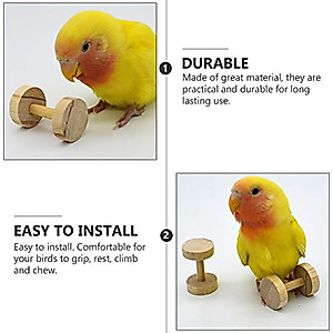 Scicalife Hamster Toys 4Pcs Wooden Parrot Toys Bird Chewing Toys Mini Dumbbell Playthings for PetAquarium Pipe Fittings Bird Toys