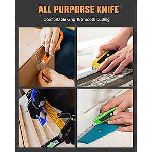 Utility Knife Box Cutter Retractable Heavy Duty SK5 Steel Blades Razor Knife Utility For Boxes Cardboard Carpet 2Pack Box Cutters (4-Pack, Multicolored)