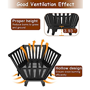 Waaliji 22.5 Inch Portable Plug Fire Pit for Camping, Detachable Outdoor Wood Burning Firepit with Carrying Bag for Outside Patio Heating, Picnic, Bonfire and BBQ, Vertical Hollow Style