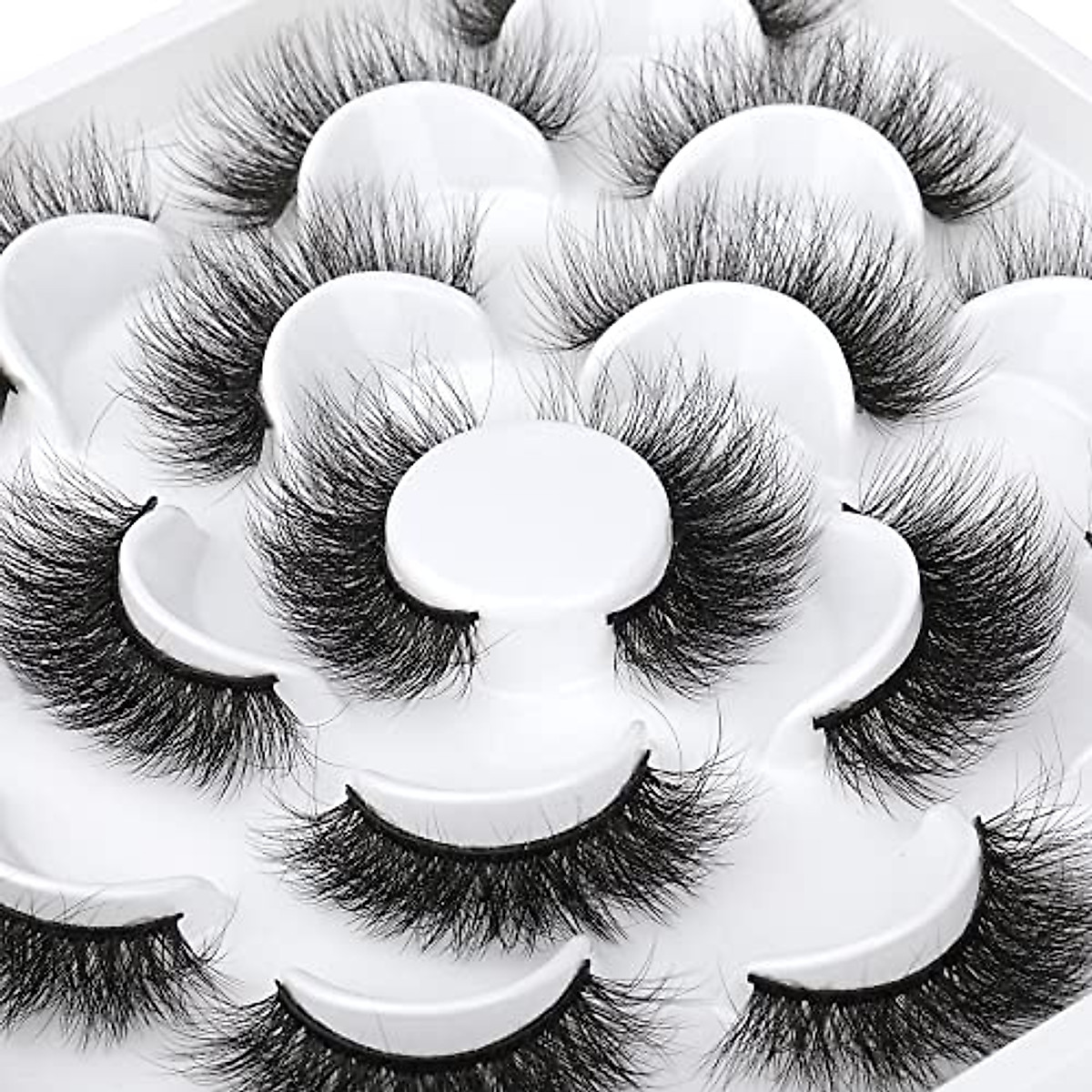 ALICROWN Fluffy Mink Lashes, Faux Eyelashes 3D Volume Lashes Pack Handmade Dramatic Thick Crossed Fake Eyelashes Soft Reusable 10 Pairs