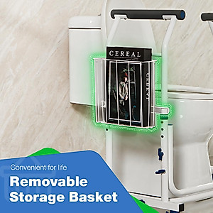 GreenChief Toilet Safety Frame 350lbs, Stand Alone Toilet Rails, Adjustable Handrails Fit Most Toilets, Medical Toilet Seat Frame for Elderly Handicap Disabled, 4 Large Suction Cups