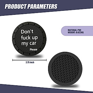 UGSHY 2 PCS Car Cup Hoder Coaster, 2.75" PVC Non-Slip Insulated Honeycomb Coaster Decoration, Don't Fuck up My car Coasters, Universal Interior Accessories for Most Cars (Black)