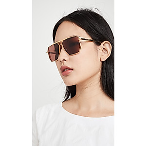 Bottega Veneta Geometric Navigator Sunglasses, Gold/Gold/Brown, One Size