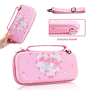 RHOTALL Case Compatible with Nintendo Switch/Oled Carry Case 2 in 1 Shoulder & Hand Strap, Protective Hard Portable Travel Carry Case Shell Pouch for Nintendo Switch/Oled Console & Accessories