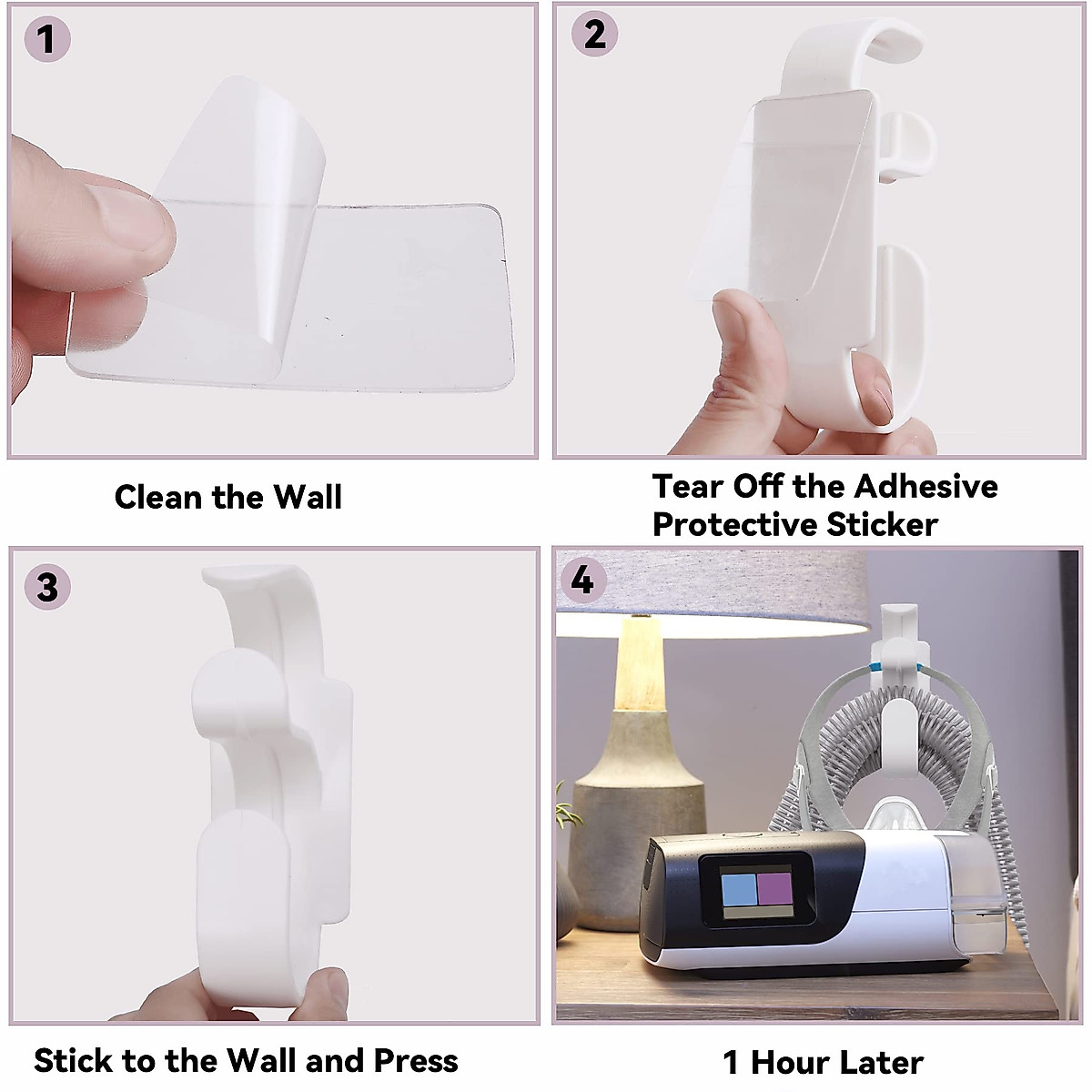 coceyese 2Pcs CPAP Mask Hose Holder Hanger with Anti Unhook Feature, CPAP Hose Hanger Tubing Organizer&CPAP Headband Hook Combined for Keeping Tube from Leakage and Intertwine