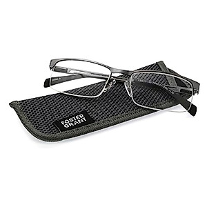 Foster Grant mens Latte Sunreaders® Segment Style Reading Glasses, Gunmetal/Transparent, 59 mm US