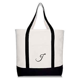DALIX Personalized Tote Bag Monogram Black - J