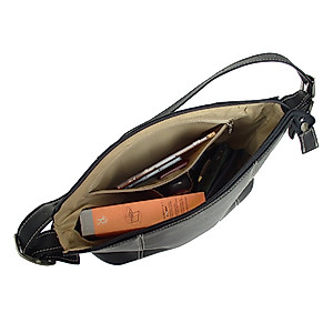 Piel Leather Medium Shoulder Bag, Black, One Size