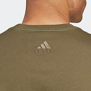 adidas Men's Essentials Single Jersey Linear Embroidered Logo T-Shirt, Olive Strata, Large
