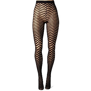 Music Legs Women's Zig Zag Waves Spandex Pantyhose, Black, One Size