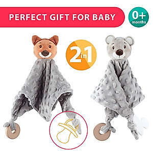 Donty-Tonty Baby Blanket with Stuffed Animals Easter Baby Gift -Security Snuggle Blanket Lovie Soft Lovey Plush Toy for Babies, Infant, Newborn, Toddler, Baby for Girls and Boys