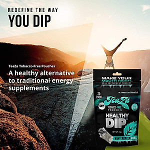 Teaza Energy Pouches, Tobacco Free Nicotine Free, Smokeless Alternative Snuff Healthy Chewing Tobacco Alternative, Minty Flavors Combo | 1 Wintergreen Chill & 1 Cool Mint Chill | 2 x 25 Pouch Packs