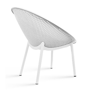 2xhome Set of 2 Modern Oval Chairs, Contemporary Accent Lounge Chairs with Perforated Breathable Egg Shaped Pod Seat for Kitchen, Dining, Patio, Indoor, Outdoor, White