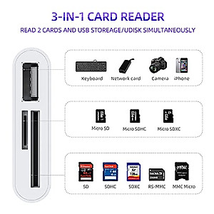 RayCue USB C to Micro SD TF Memory Card Reader, 3-in-1 USB Camera Card Reader Adapter Compatible with iPhone 15,iPad Pro, MacBook Pro/Air, Chromebook XPS, Galaxy S10/S9 and More USB C Devices