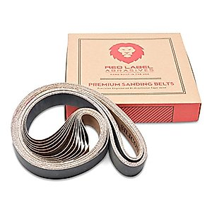 Red Label Abrasives 1 X 30 Inch Sanding Belts - Industrial Grade Silicon Carbide (Choose a Grit) - 12 PACK - For Knife Sharpening and Metalworking (Fine Grit Assortment)