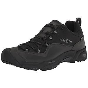 KEEN Men's Wasatch Crest Low Height Offset Laces Waterproof Hiking Shoes, Black/Magnet, 8.5
