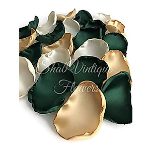 Emerald gold ivory 100 flower petals wedding decor bridal shower decor baby shower decor flower girl petals