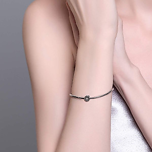 PEIMKO Personalized Lotus Picture Charms Bead Fit Snake Chain Bracelet Sterling Silver Flower Photo Charm Bead for Women (A-Lotus)