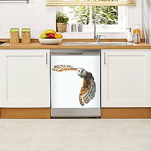 Rustic Farmhouse Dishwasher Magnet Cover Barn Owl in Flight Magnetic Refrigerator Stickers Decorative Appliance Cover Fridge Panels Metal Door Garage 23x26in