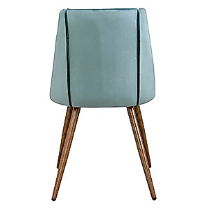 Fangflower Accent Velvet Dining Armless Chairs Set of 4, Mid Century Modern Upholstered Side Seat with Metal Legs for Living Room Kitchen Lounge Farmhouse, Lake Green, Set of 2