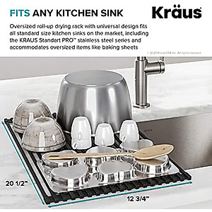 Kraus KRM-10NB Kore Multipurpose Over-Sink Roll-Up Dish Drying Rack, 21 Inch-Regular, (Cyan Blue), 20.5 L x 12.3 W