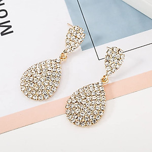 MagiDeal Wedding Earrings Gold Plating Teardrop Dangle Earrings