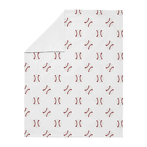 Sweet Jojo Designs Sports Baseball Patch Baby Boy Receiving Security Swaddle Blanket for Newborn or Toddler Nursery Car Seat Stroller Soft Minky - Red and White