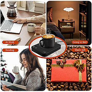 Mug Warmer, Coffee Warmer with 3 Temperature Settings, Auto Shut On/Off Coffee Mug Warmer, Coffee Cup Warmer with 2-12H Timer, Coffee Warmer for Desk/Home/Office, Cup Warmer for Milk/Coffee/Tea, Black